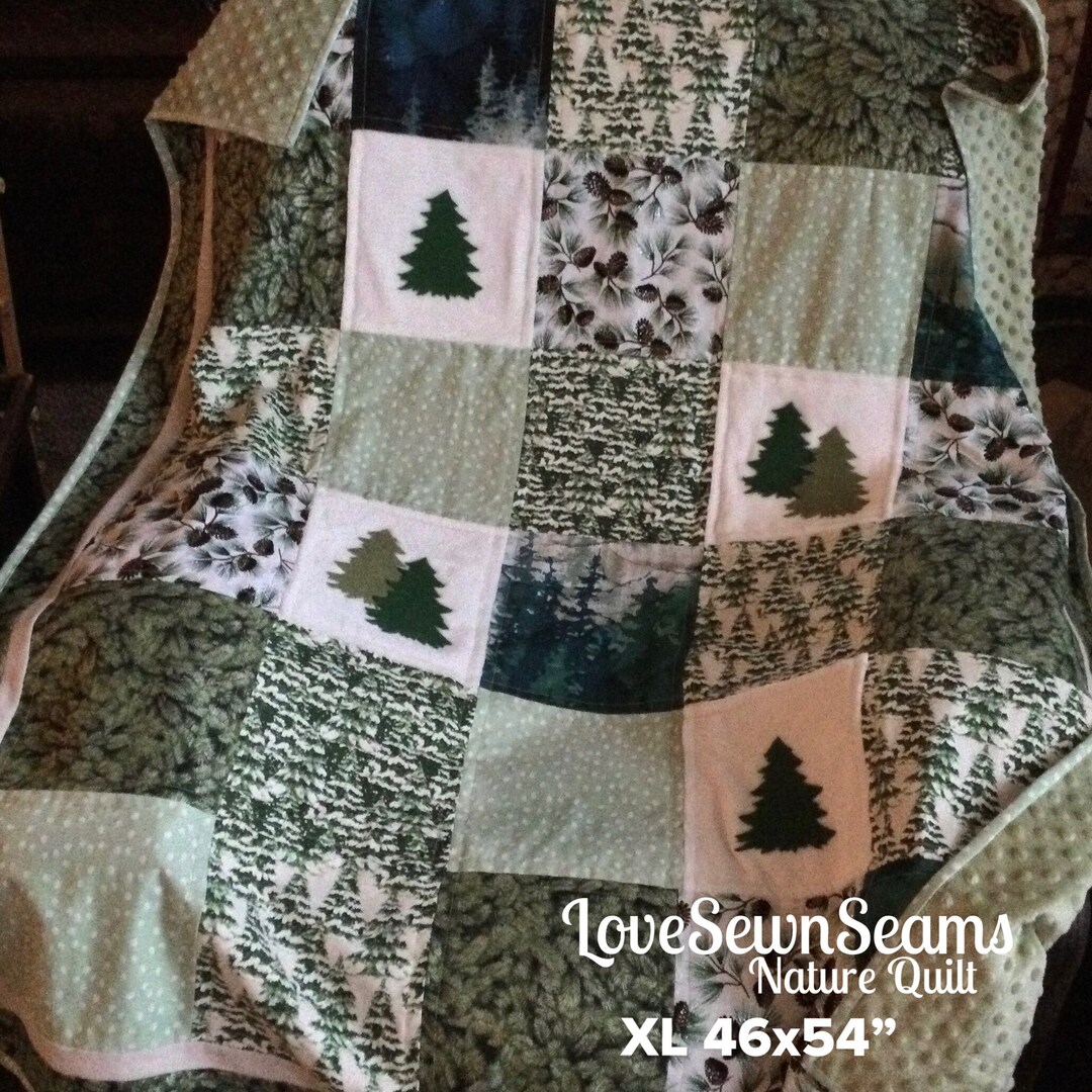 Nature Quilt/forest Quilt/woodland Quilt/evergreen Quilt/made to Order ...