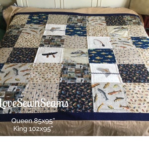 Nature Quilt/lake House Quilt/outdoor Quilt/gone Fishing Quilt/handmade ...