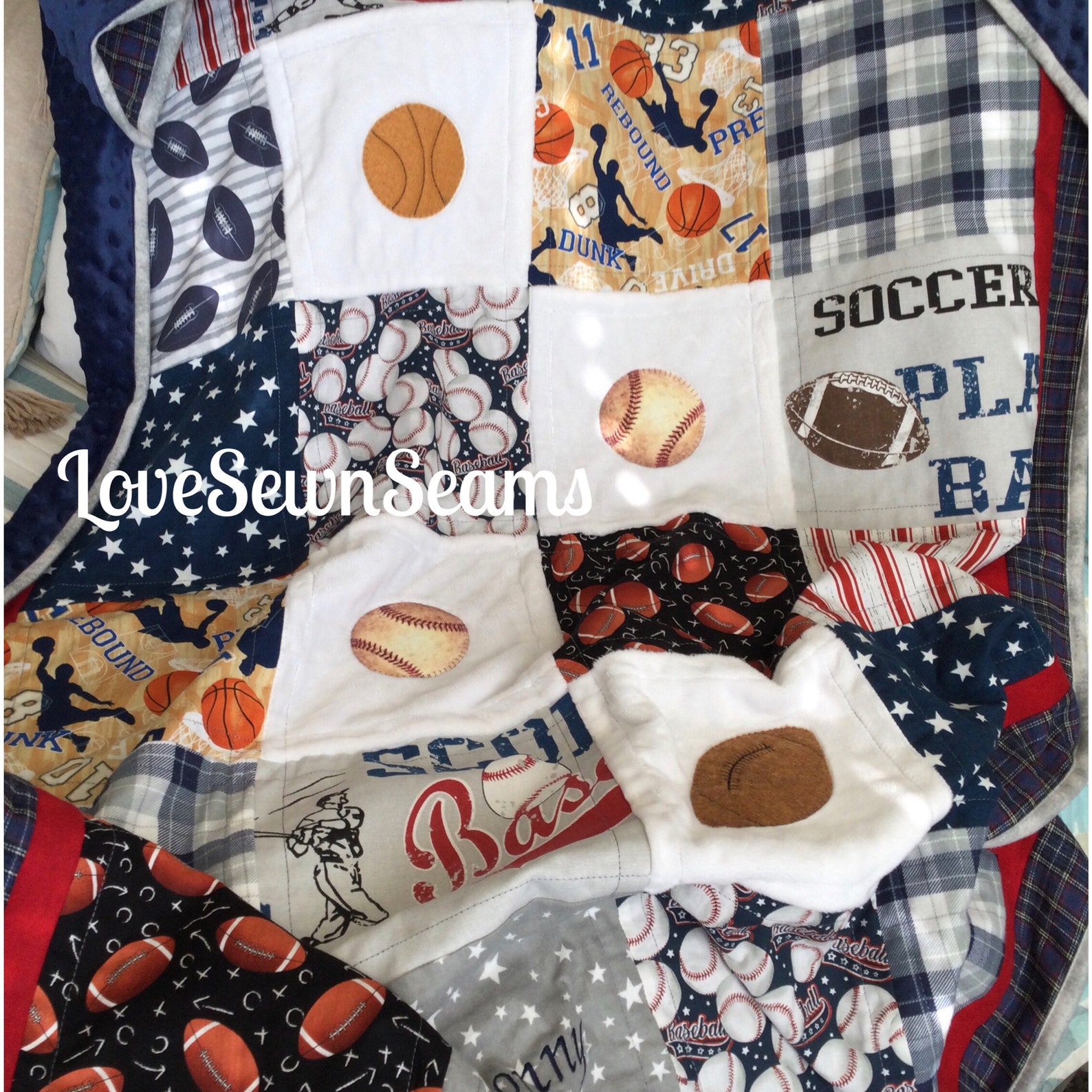 All Sport Quilt/sports Quilt/baseball*football*basketball*soccer/you ...