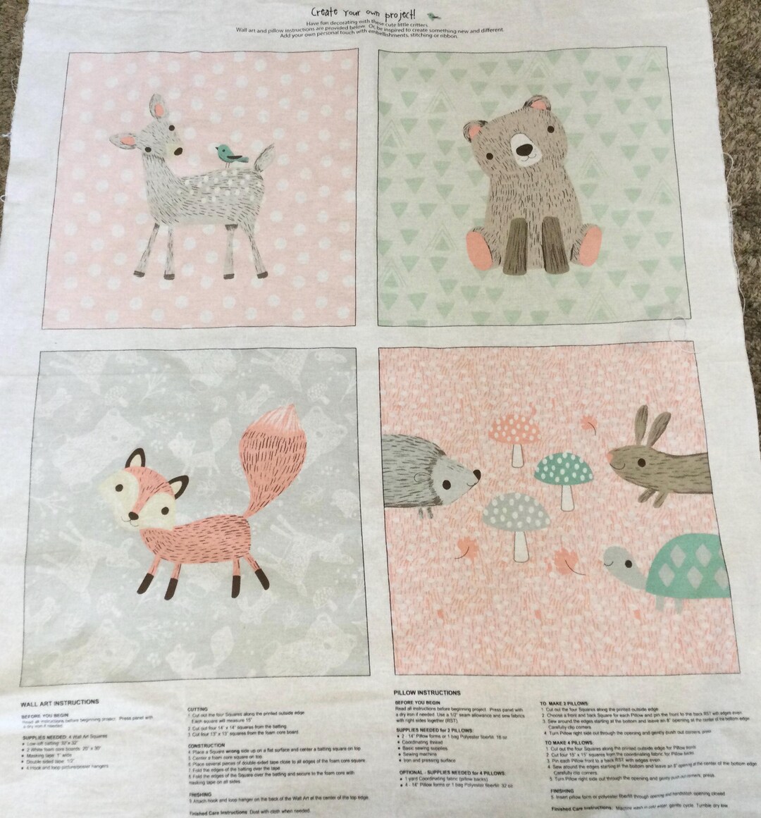 Woodland Fabric Panel/cotton Panel/wall Art Fabric Panel - Etsy