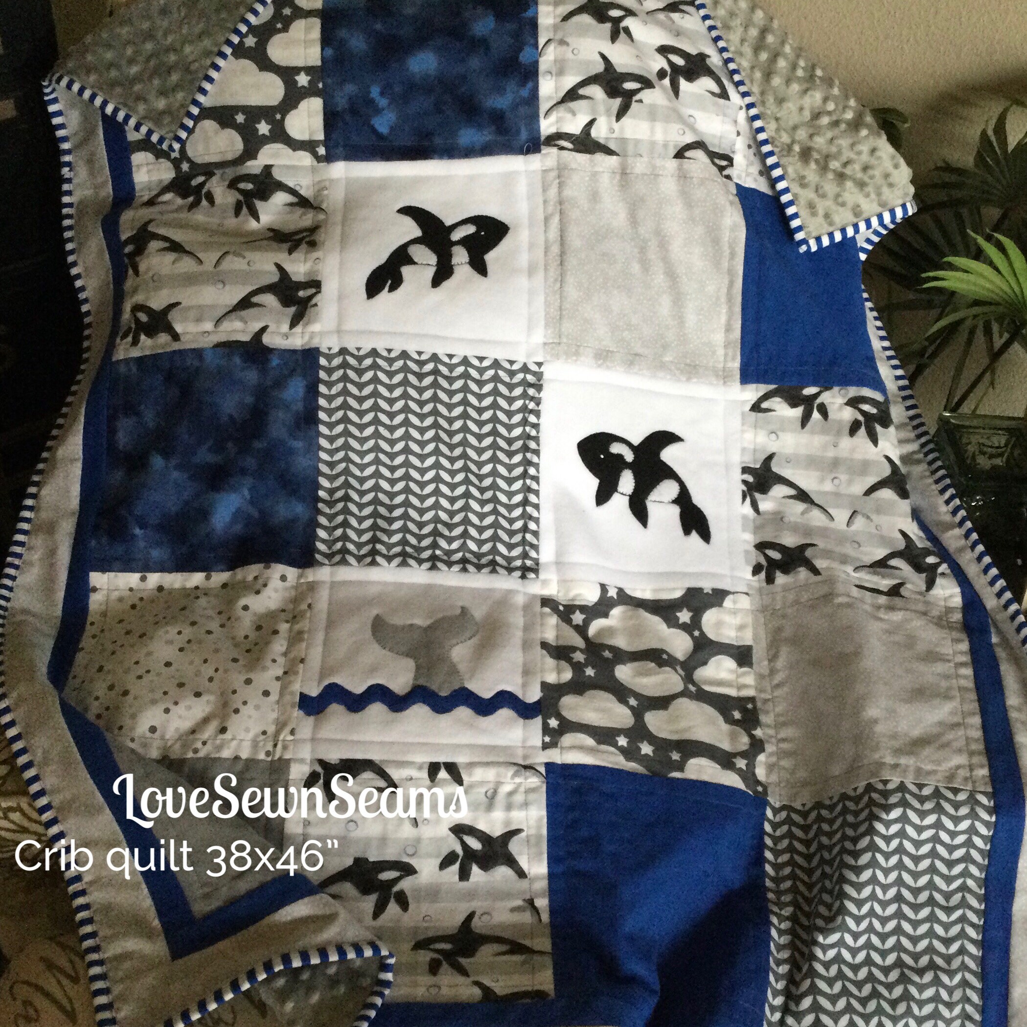 MADE TO Order/orca Quilt/choose Accent Color/orca Lovey/orca - Etsy Canada