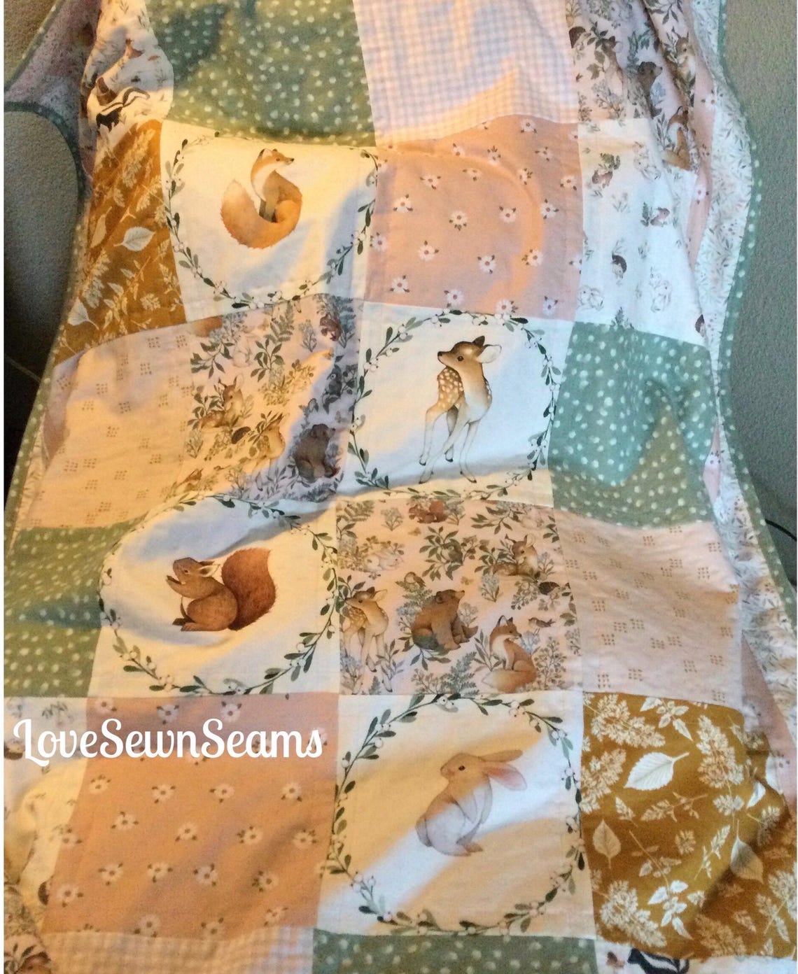 LITTLE Fawn and Friends Quilt/forest Friends/woodland Quilt/handmade in ...