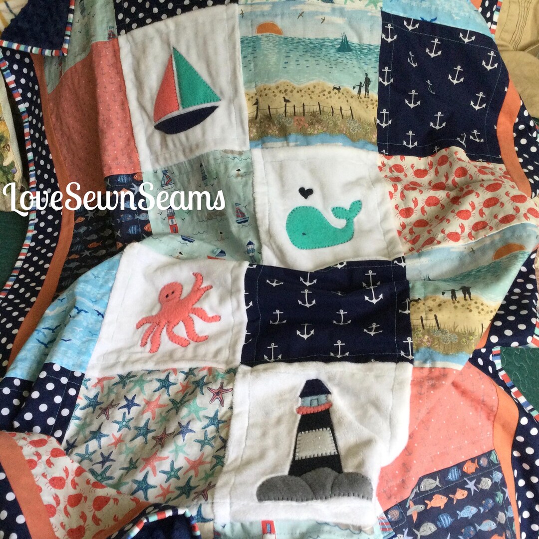 SAND N SURF Quilt/beach Day Quilt/sailboat Quilt/nautical Quilt/coastal ...