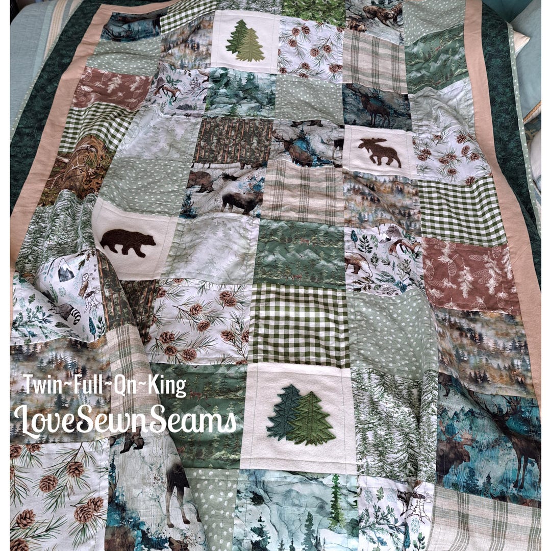 Nature Quilt/forest Quilt/woodland Quilt/evergreen Quilt/made to Order ...