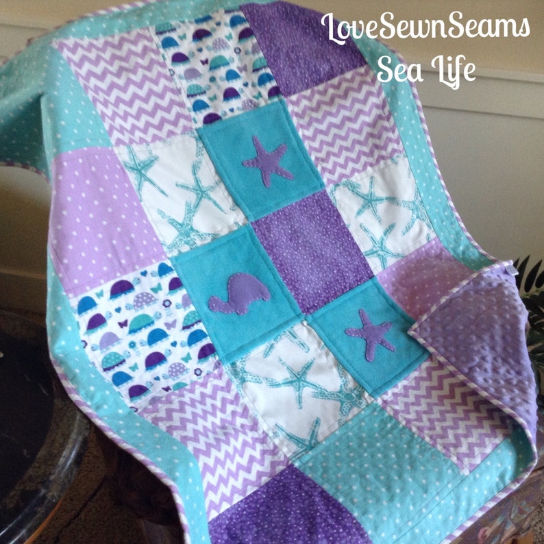Turtle Starfish Quilt With Soft Cuddly With Ultra Soft Back - Etsy New ...