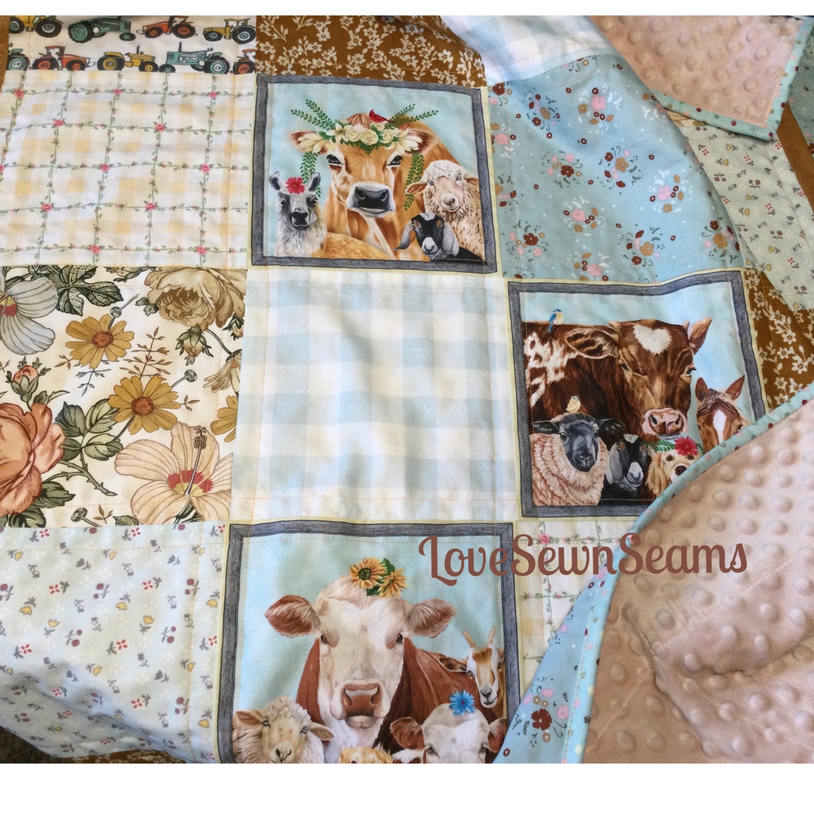 Farm Cow Quilt/farm Quilt/farm Animals/handmade in Usa/farmhouse Chic ...