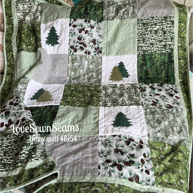Nature Quilt/forest Quilt/woodland Quilt/evergreen Quilt/made to Order ...