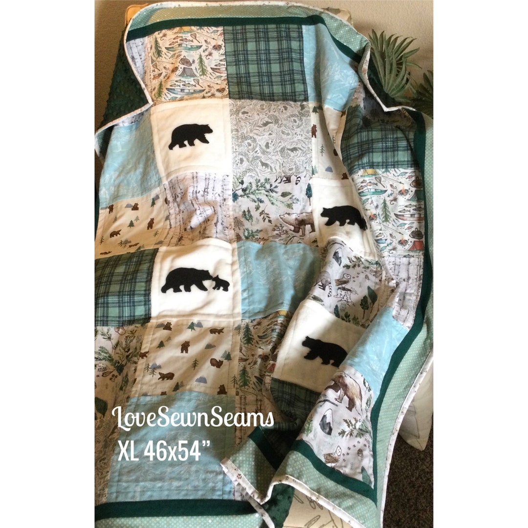 Woodland Quilt/bear Quilt/forest Friends/lodge Quilt/handmade in Usa ...