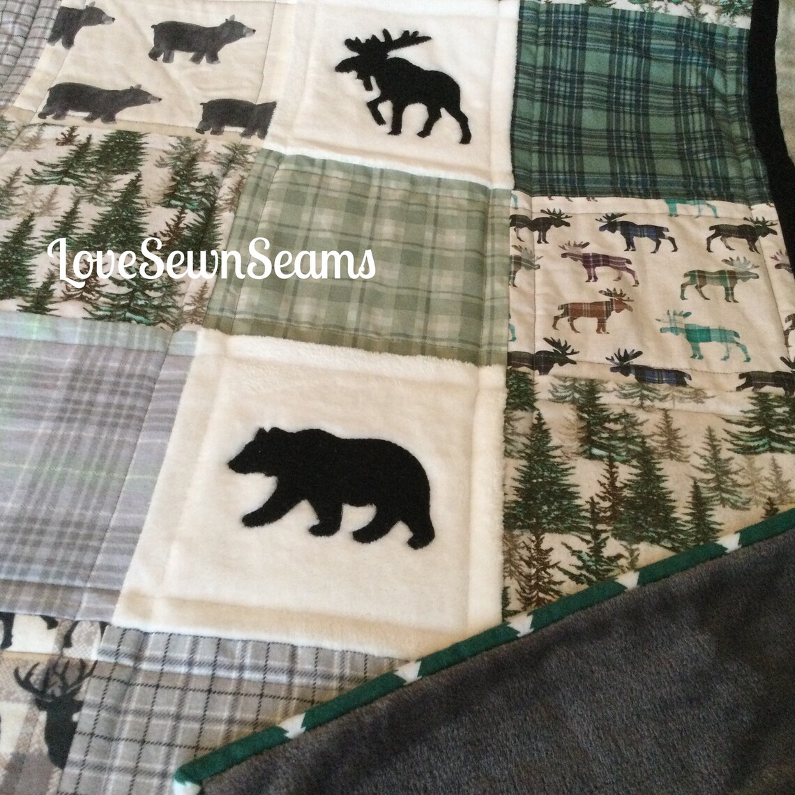 Woodland Quilt/bear Moose Quilt/wilderness Quilt/cabin - Etsy