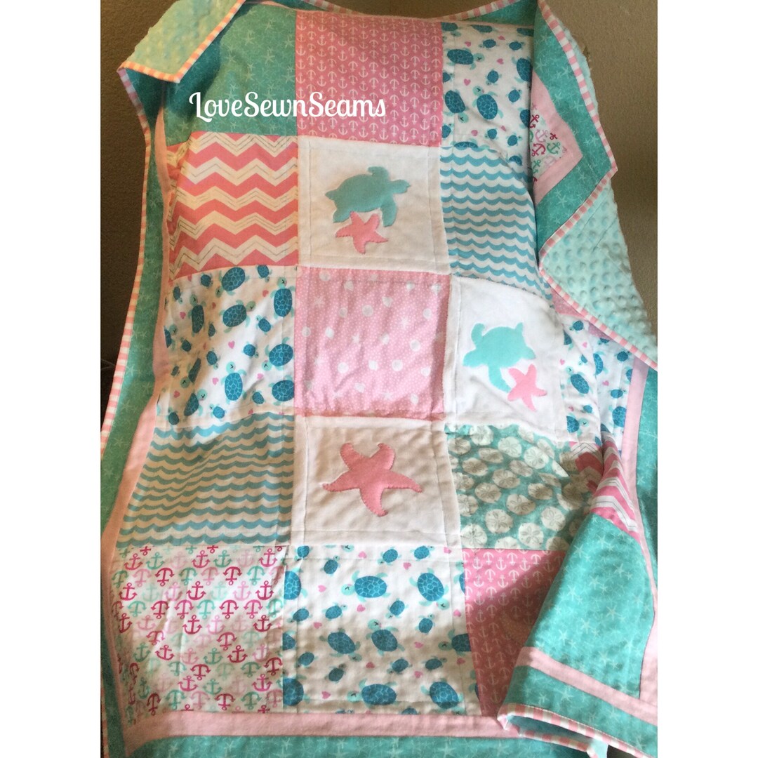 Sea Turtle Quilt/baby Quilt/handmade Quilt/starfish Quilt - Etsy