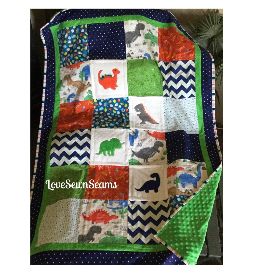 DINO Quilt/dinosaur Quilt/childs Dinosaur Quilt/baby Quilt/toddler ...