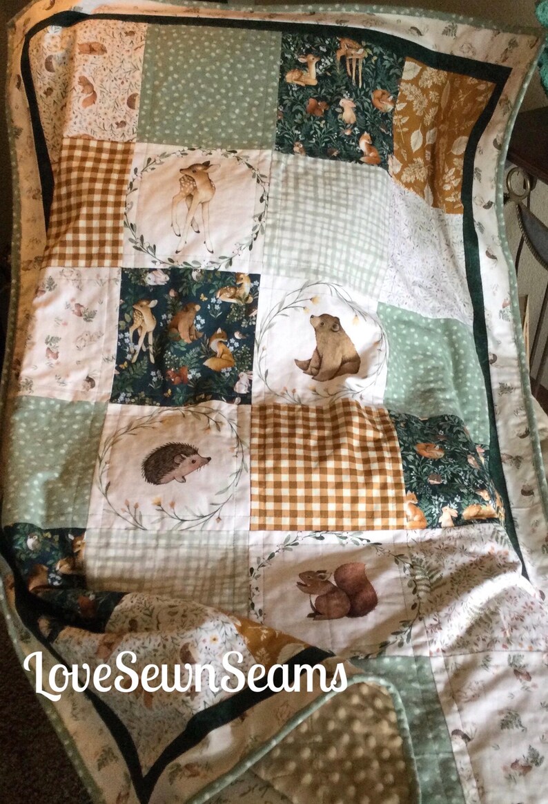 LITTLE Fawn and Friends Quilt/forest Friends/woodland Quilt/handmade in ...