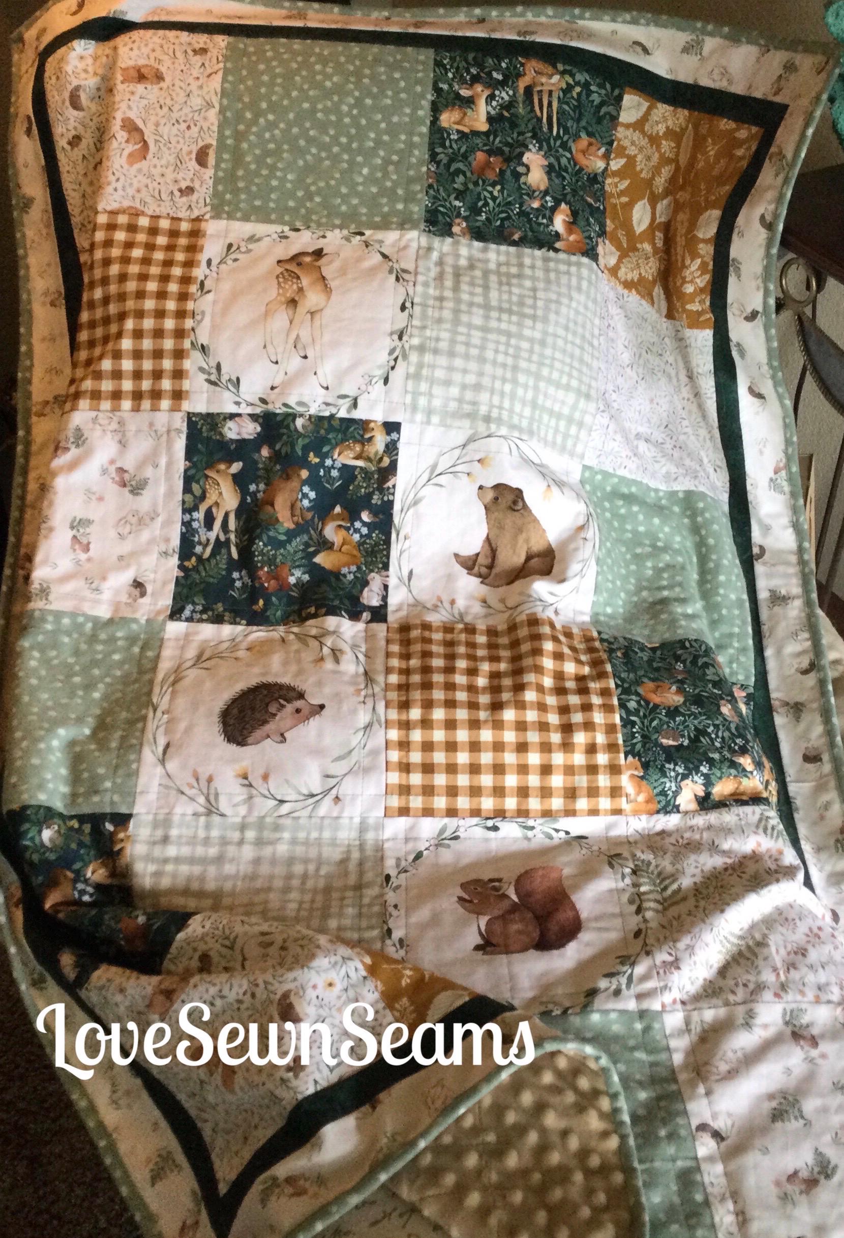 LITTLE Fawn and Friends Quilt/forest Friends/woodland Quilt/handmade in ...