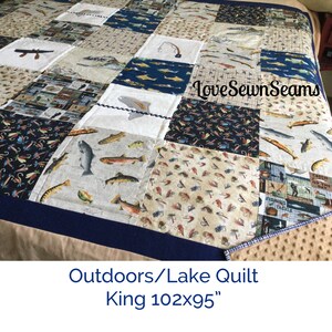 Nature Quilt/lake House Quilt/outdoor Quilt/gone Fishing Quilt/handmade ...