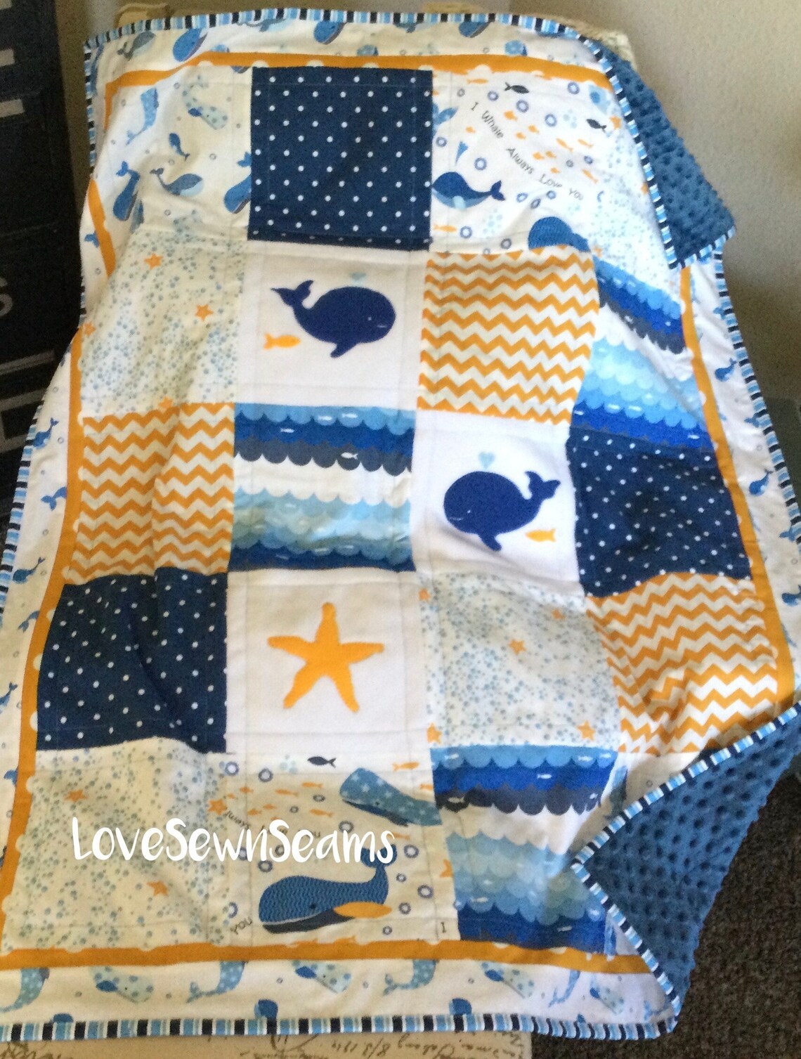 Sunshine Whale Quilt/nautical Quilt/whale Quilt/coastal Quilt/modern ...