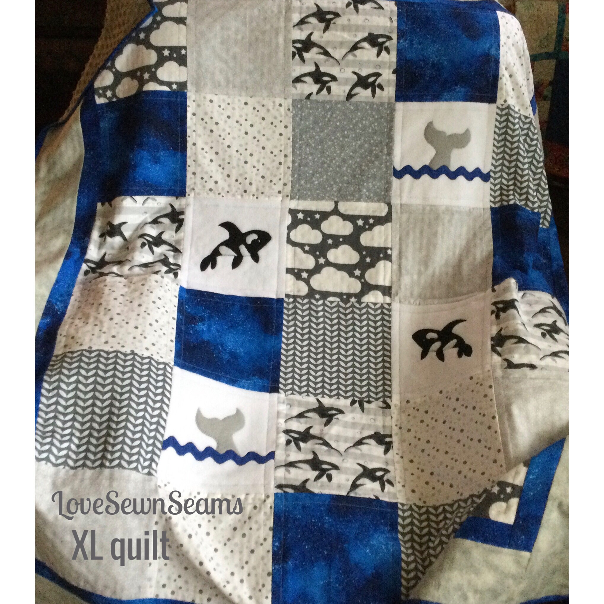 MADE TO Order/orca Quilt/choose Accent Color/orca Lovey/orca - Etsy Canada