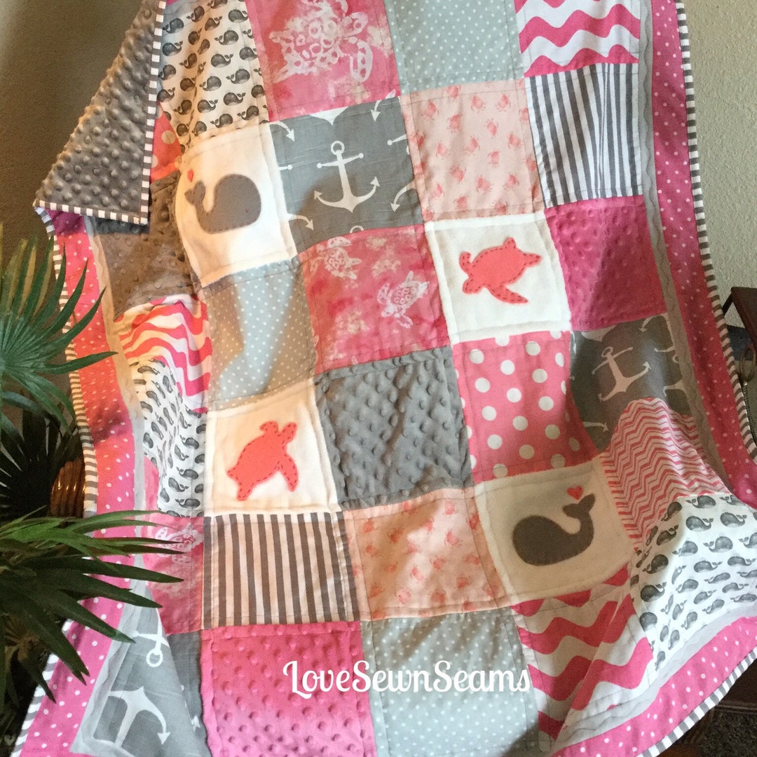 Sea Turtle Quilt/sea Turtle Baby Quilt/handmade Quilt/nautical Quilt ...