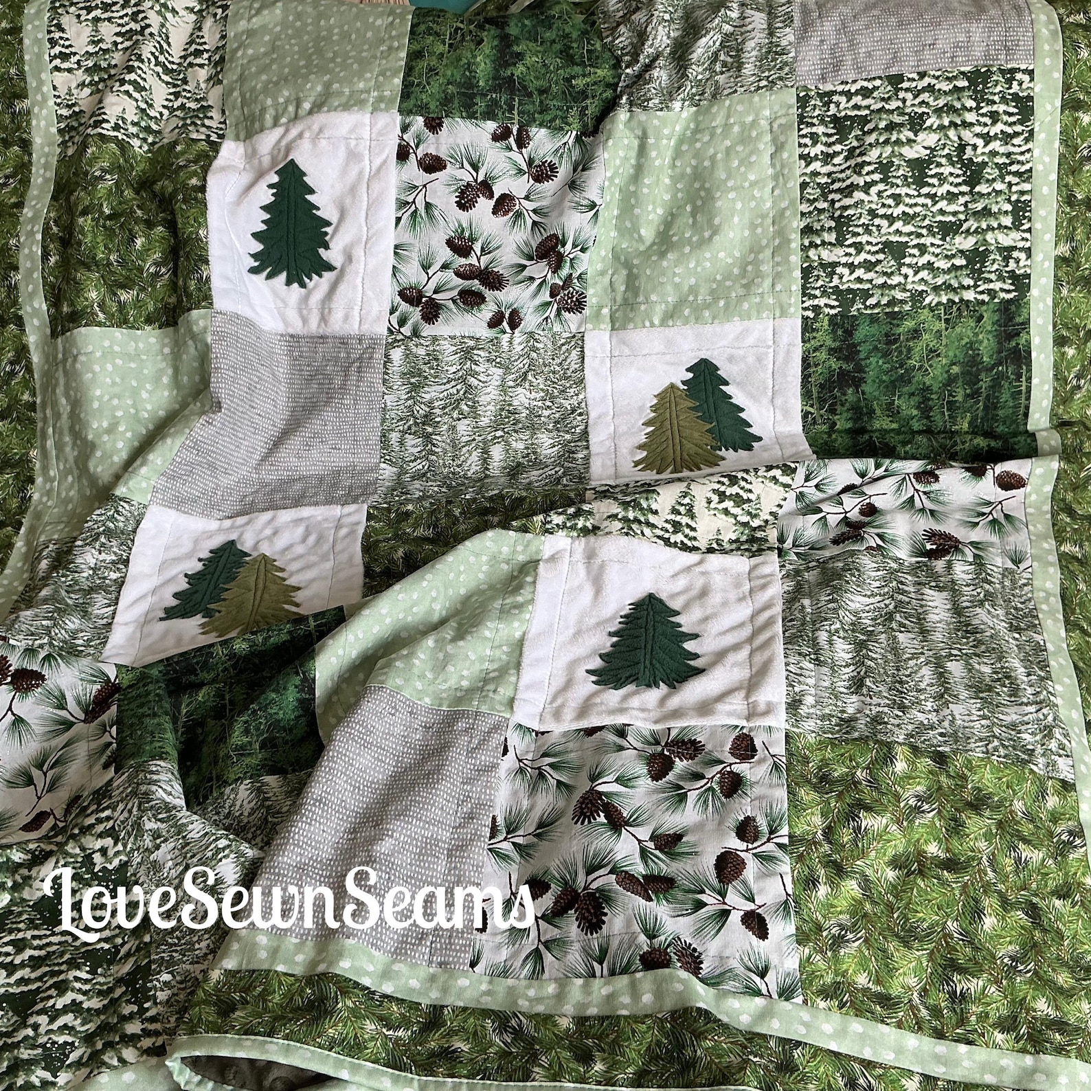 Nature Quilt/forest Quilt/woodland Quilt/evergreen Quilt/made to Order ...