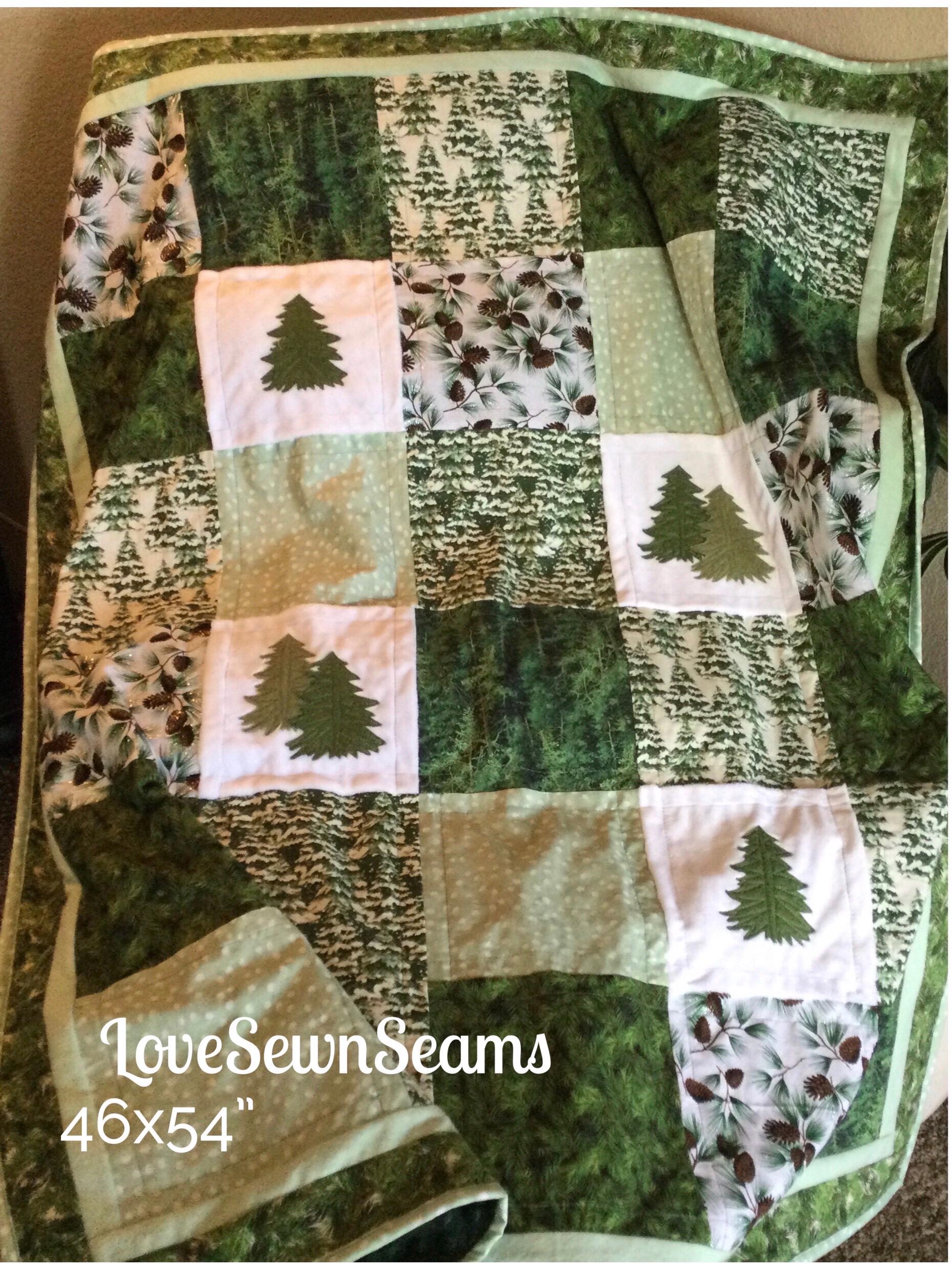 Nature Quilt/forest Quilt/woodland Quilt/evergreen Quilt/made to Order ...
