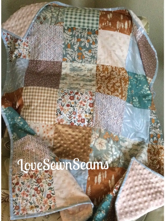 Cottage Handmade Quilt in Beautiful Earth Tones wild Cottage Patchwork Quilt nature Quilt Etsy Ireland