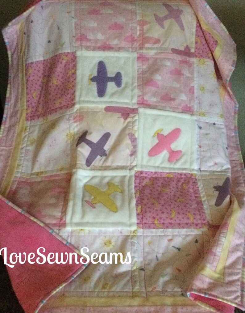 Airplane Quilt/childs Quilt/girls Airplane Quilt/pink and - Etsy