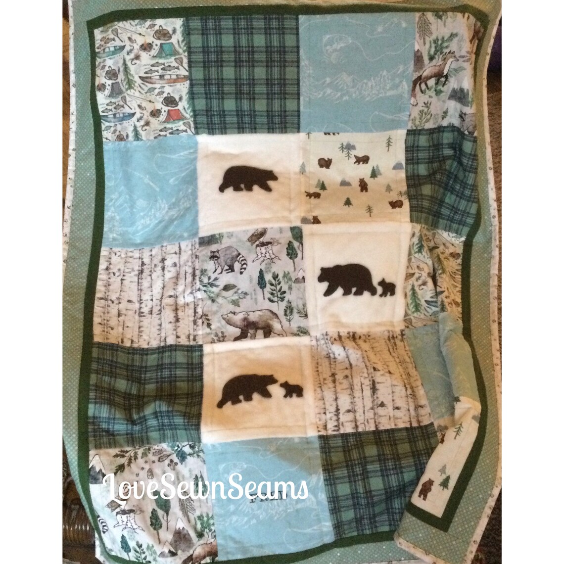 Woodland Quilt/bear Quilt/forest Friends/lodge Quilt/handmade in Usa ...