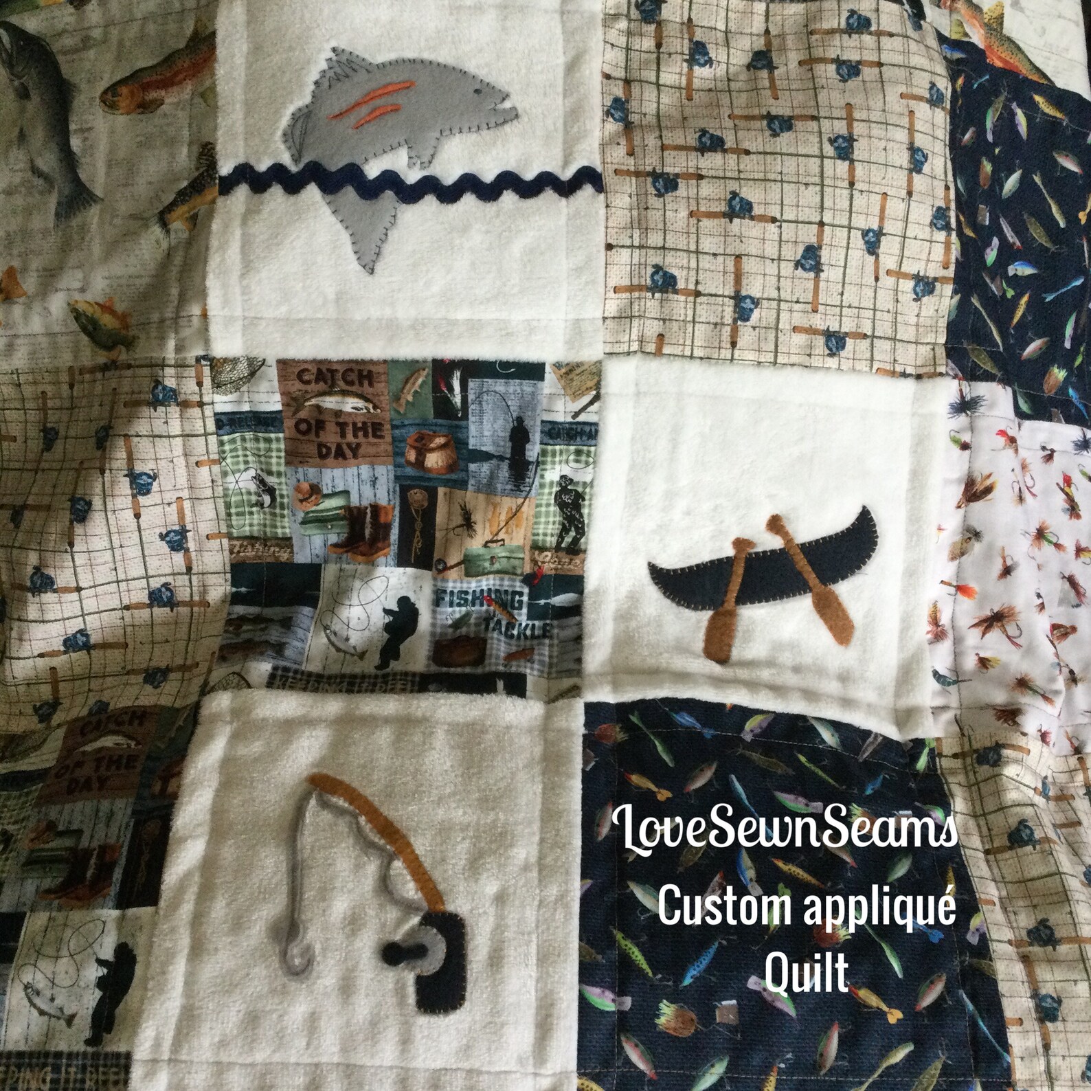 Lake House Quilt/fishing Quilt/outdoor Quilt/fish Quilt/gone - Etsy