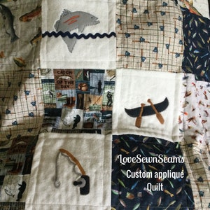 Lake House Quilt/fishing Quilt/outdoor Quilt/fish Quilt/gone - Etsy