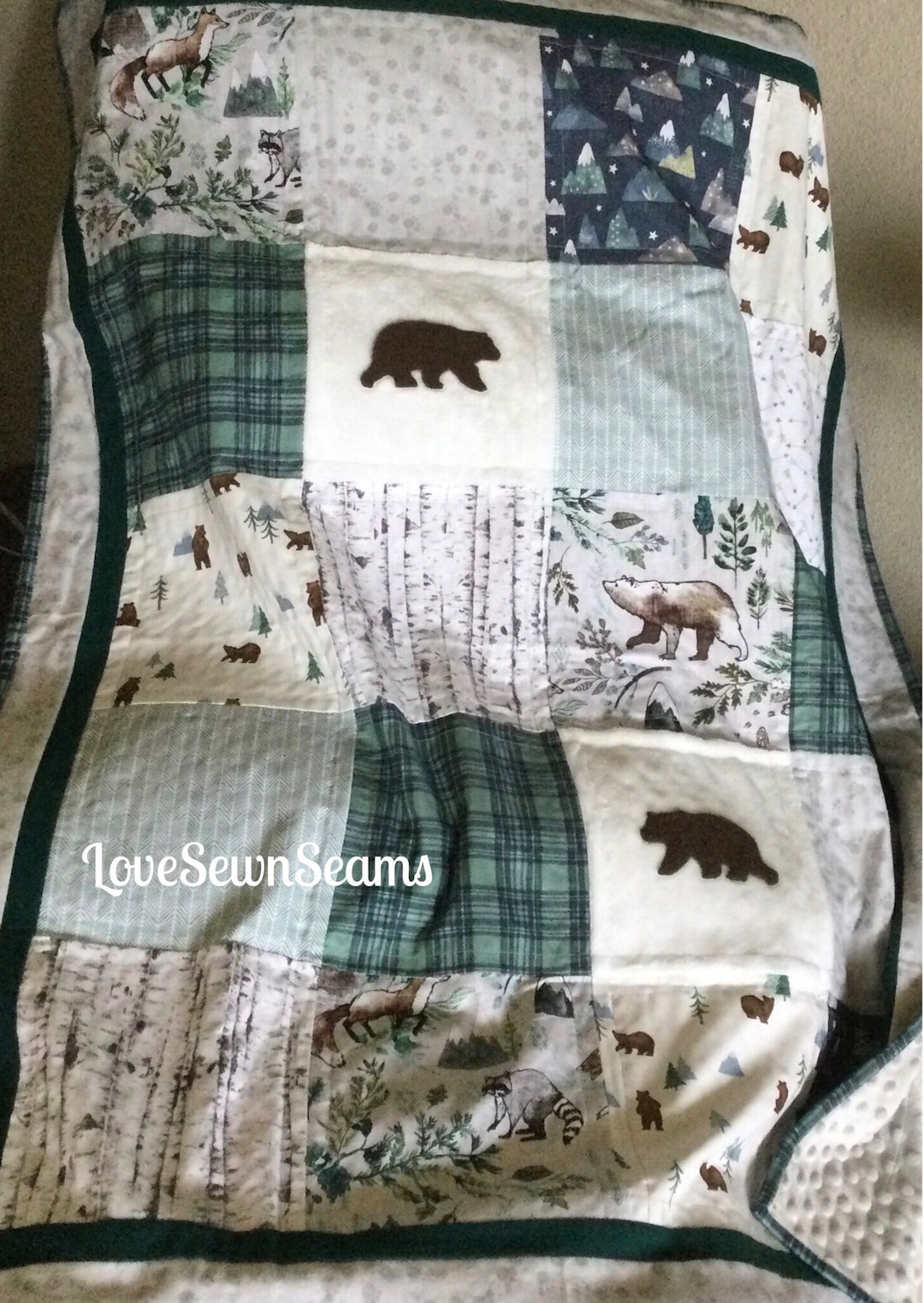 WOODLAND Quilt/bear Quilt/baby Quilt/rustic Quilt/bear and Cub Quilt ...