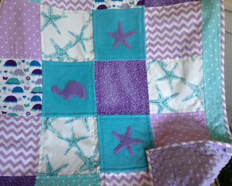 Turtle Starfish Quilt With Soft Cuddly With Ultra Soft Back - Etsy New ...