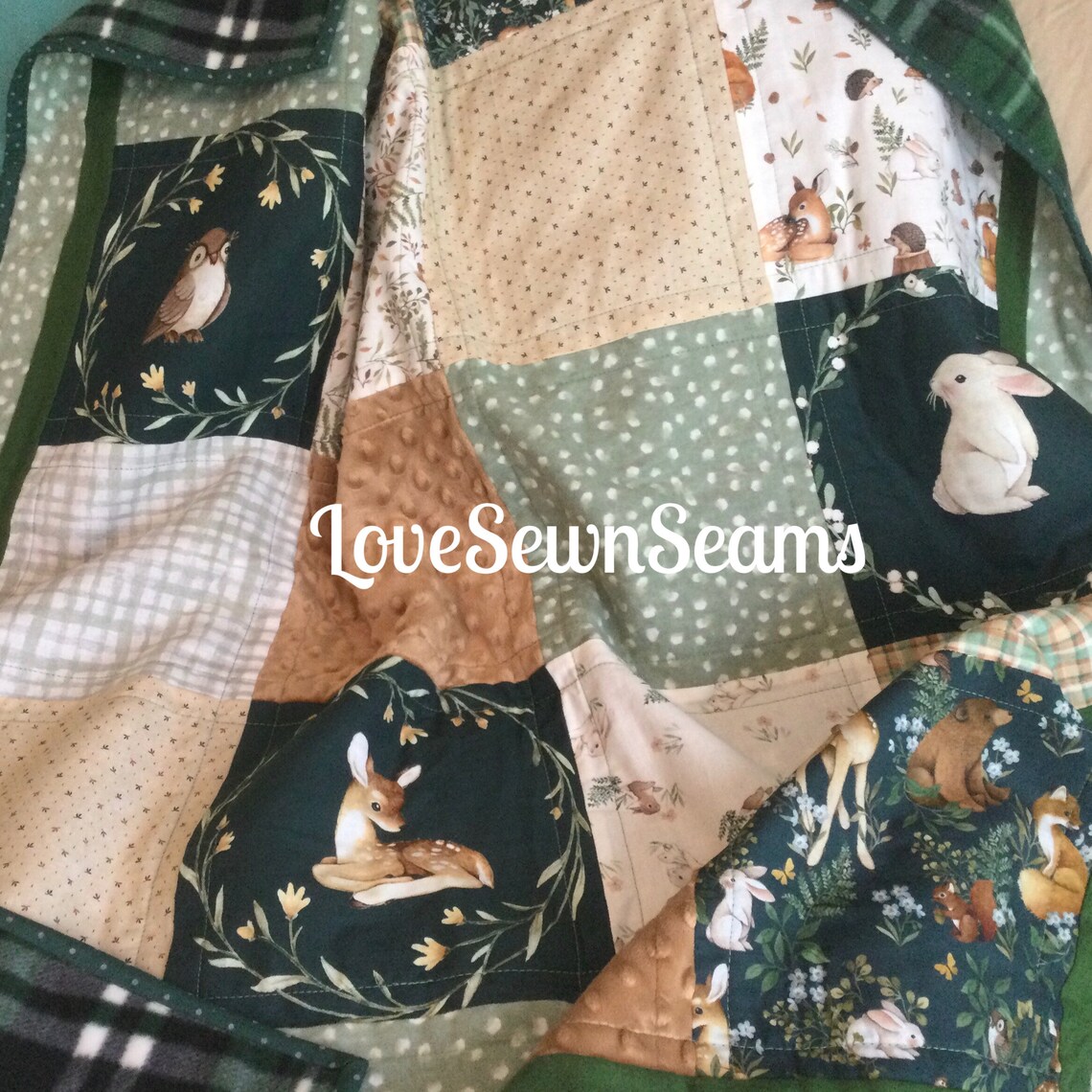 Little Fawn & Friends Quilt/forest Friends Quilt/pillow Optional - Etsy