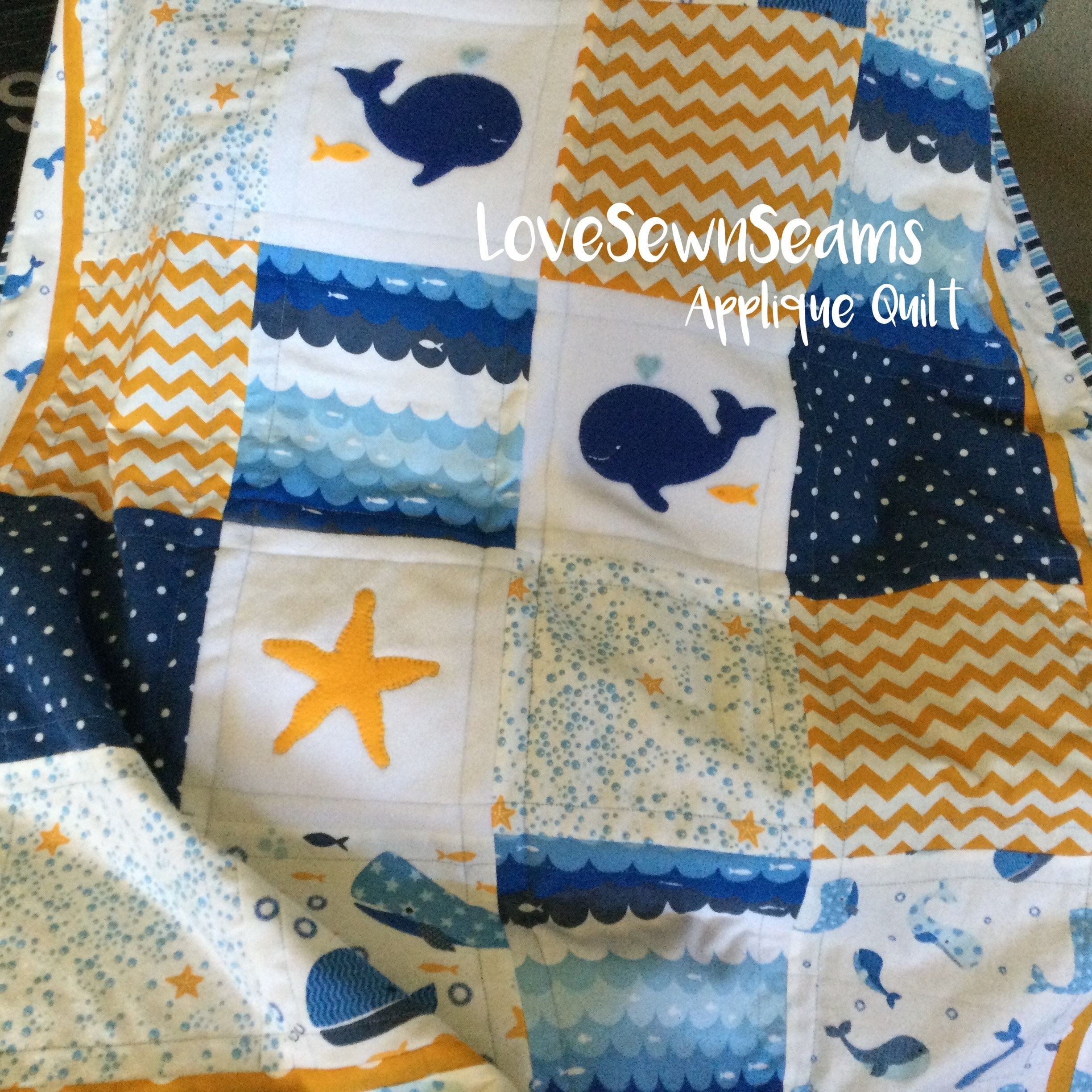 Sunshine Whale Quilt/nautical Quilt/whale Quilt/coastal Quilt/modern ...
