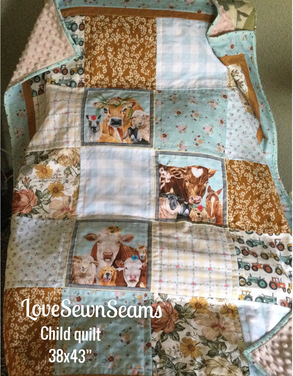 Farm Cow Quilt/farm Quilt/farm Animals/handmade in Usa/farmhouse Chic ...