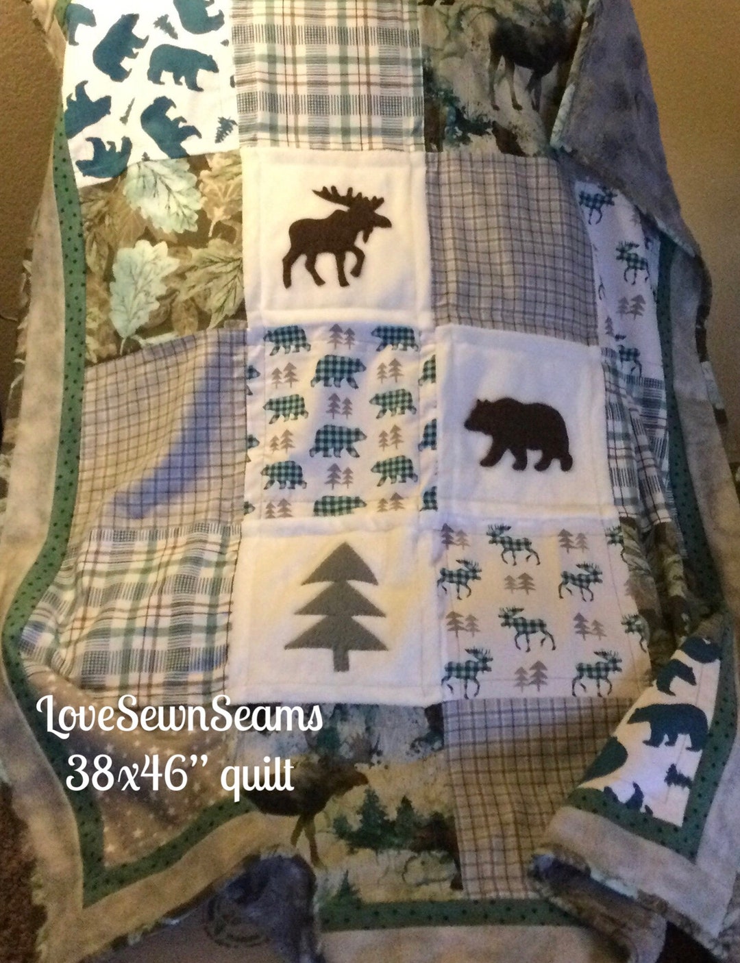 Lodge Quilt/moose Quilt/bear Quilt/woodland Quilt/rustic Quilt/appliqué ...