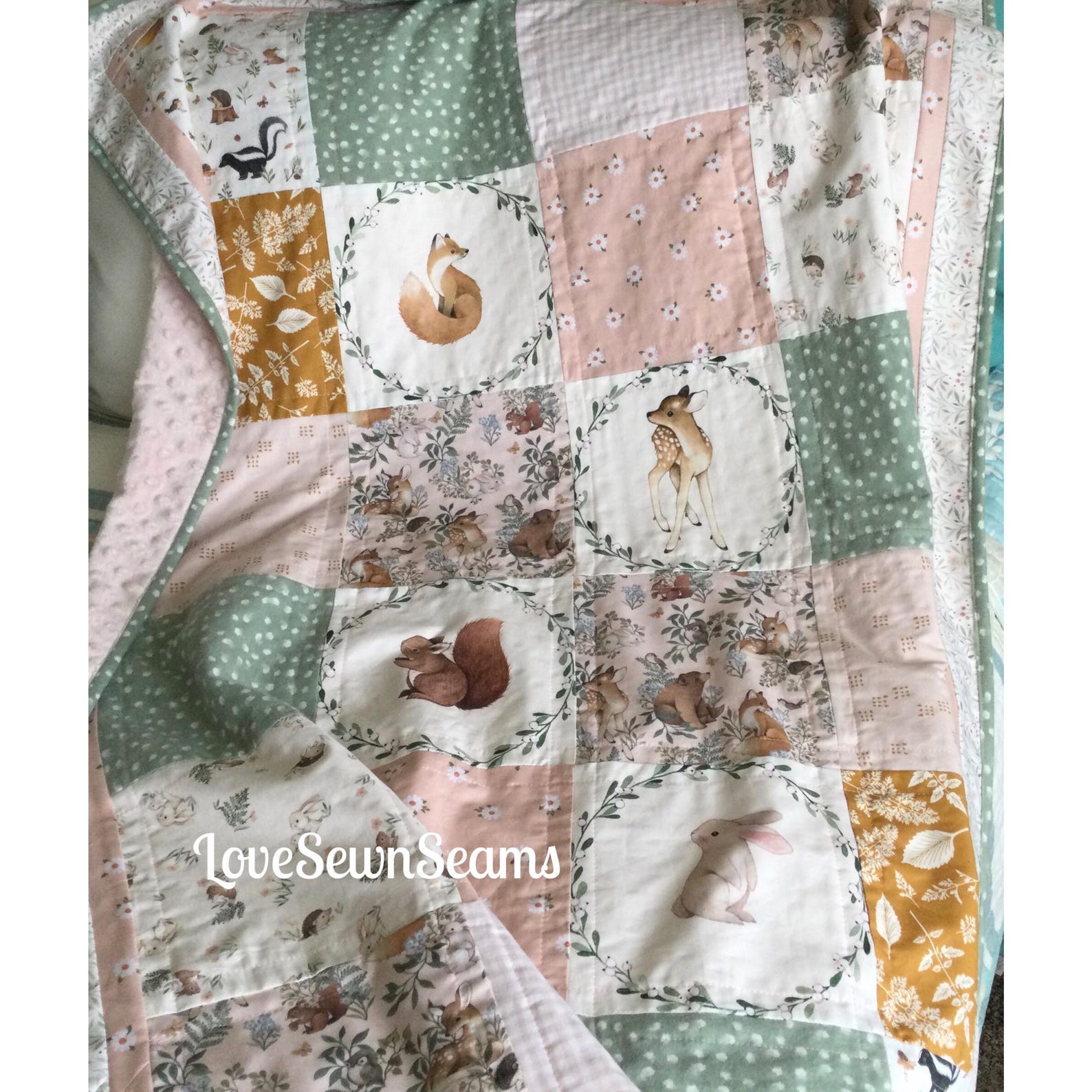 LITTLE Fawn and Friends Quilt/forest Friends/woodland Quilt/handmade in ...