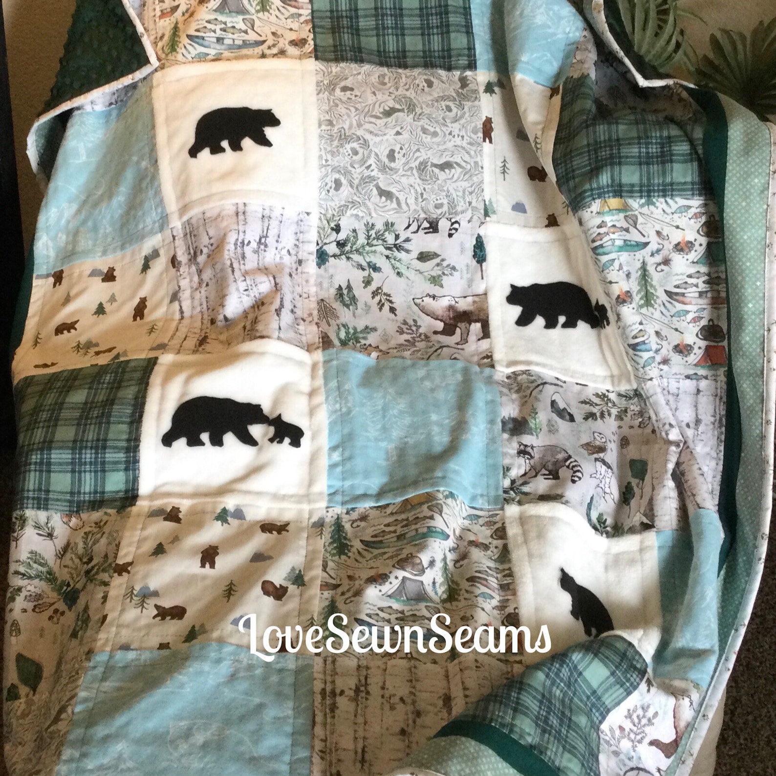 Woodland Quilt/bear Quilt/forest Friends/lodge Quilt/handmade in Usa ...
