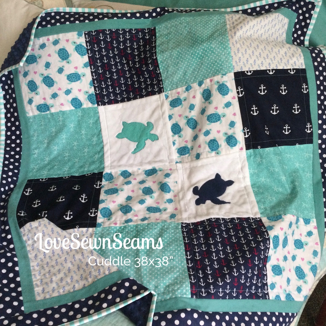 SEA TURTLE Quilt/sea Turtle/sea Turtle Throw/coastal Quilt/sea Turtle ...