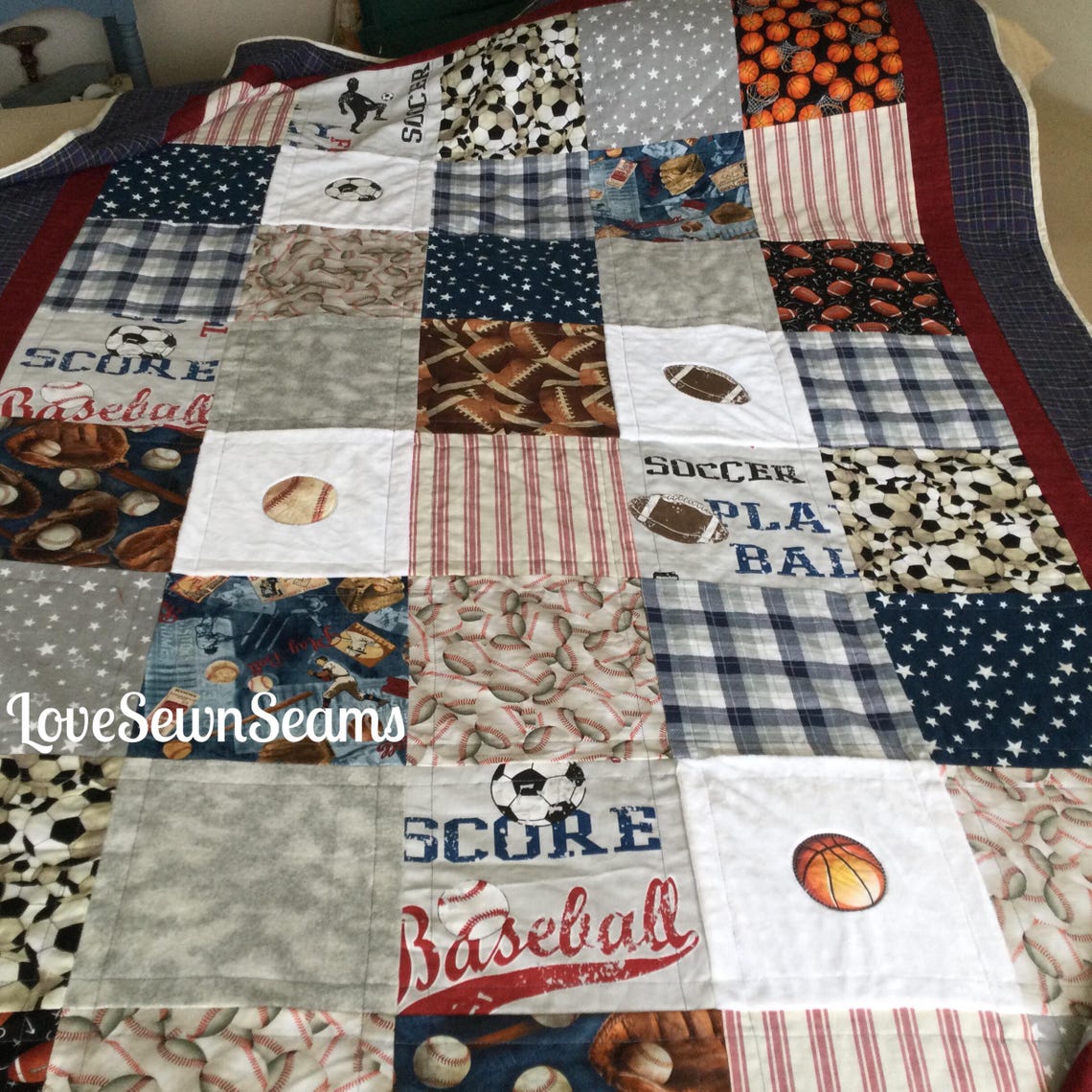 All Sport Quilt/sports Quilt/baseball*football*basketball*soccer/you ...