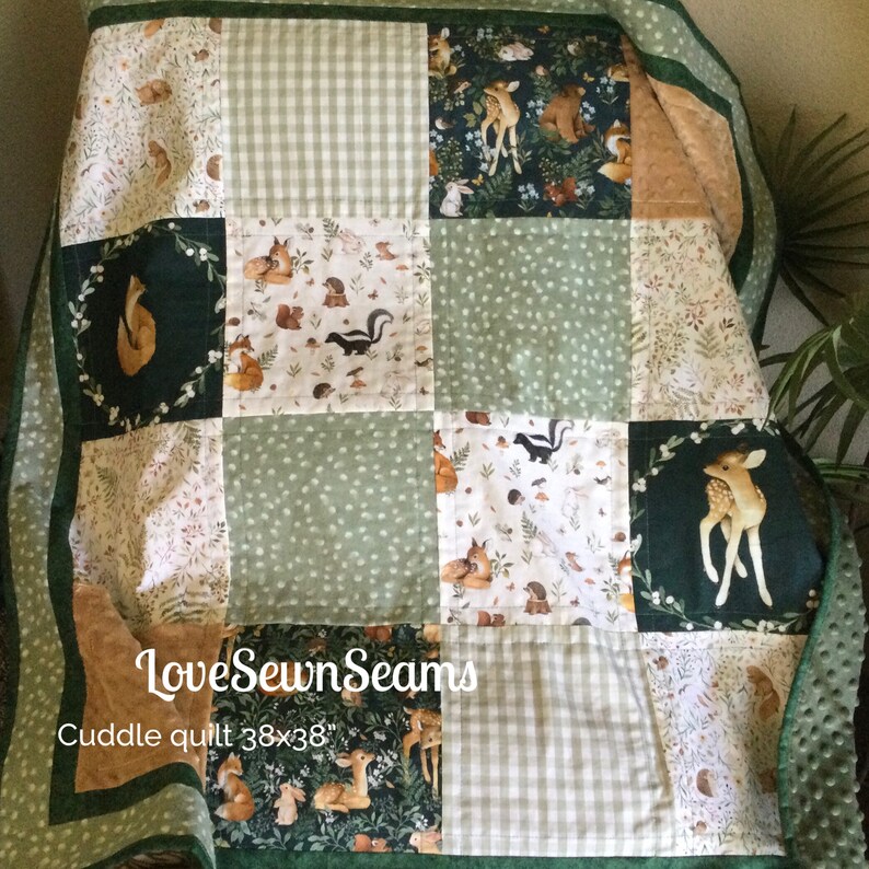 Little Fawn & Friends Quilt/forest Friends Quilt/pillow Optional - Etsy