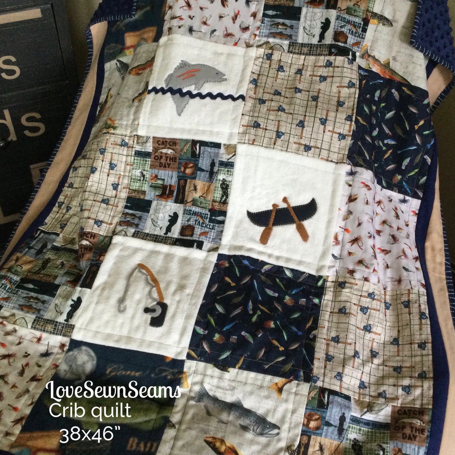 Lake House Quilt/fishing Quilt/outdoor Quilt/fish Quilt/gone - Etsy