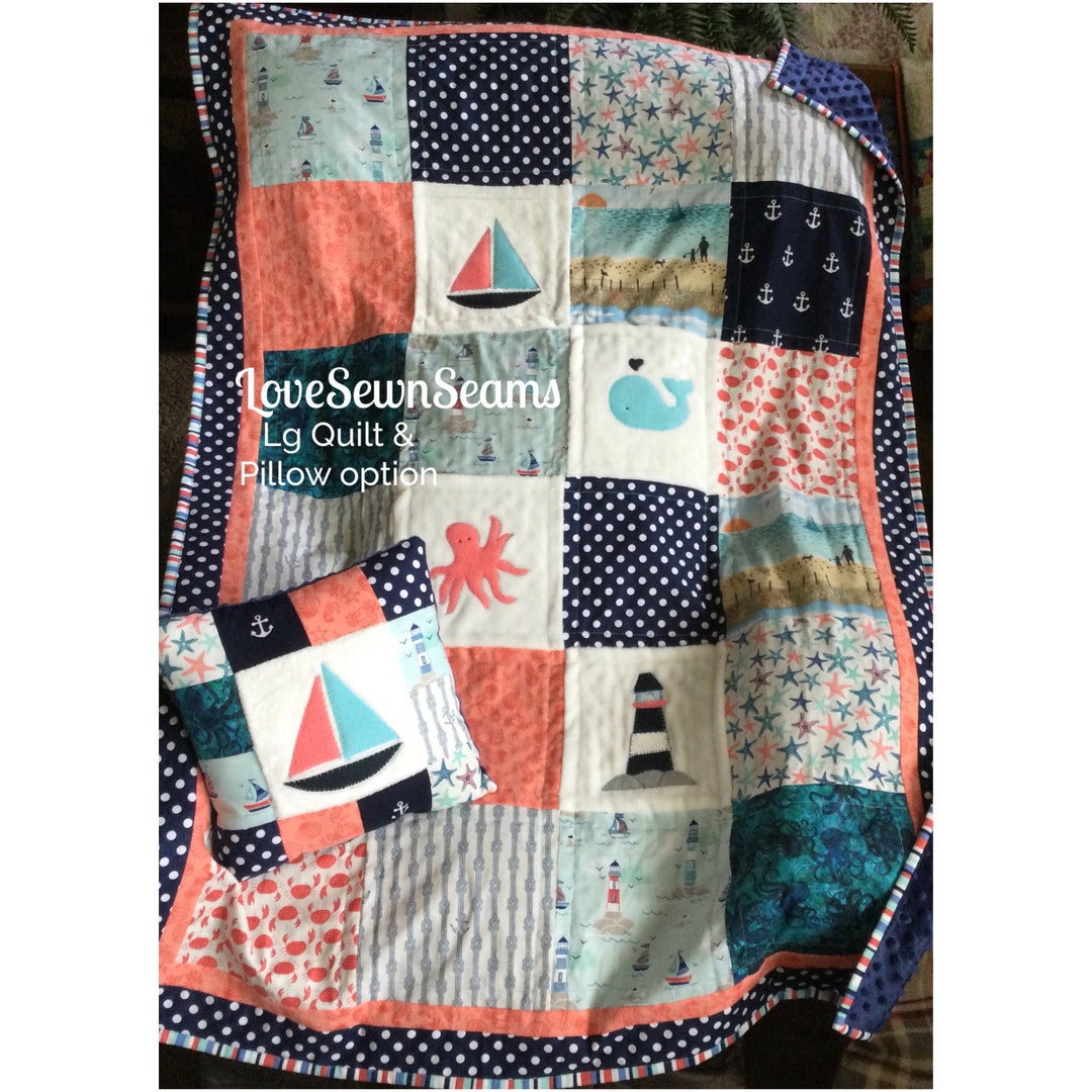 Made to Order/sand N SURF Quilt/beach Day Quilt/sailboat Quilt/nautical ...