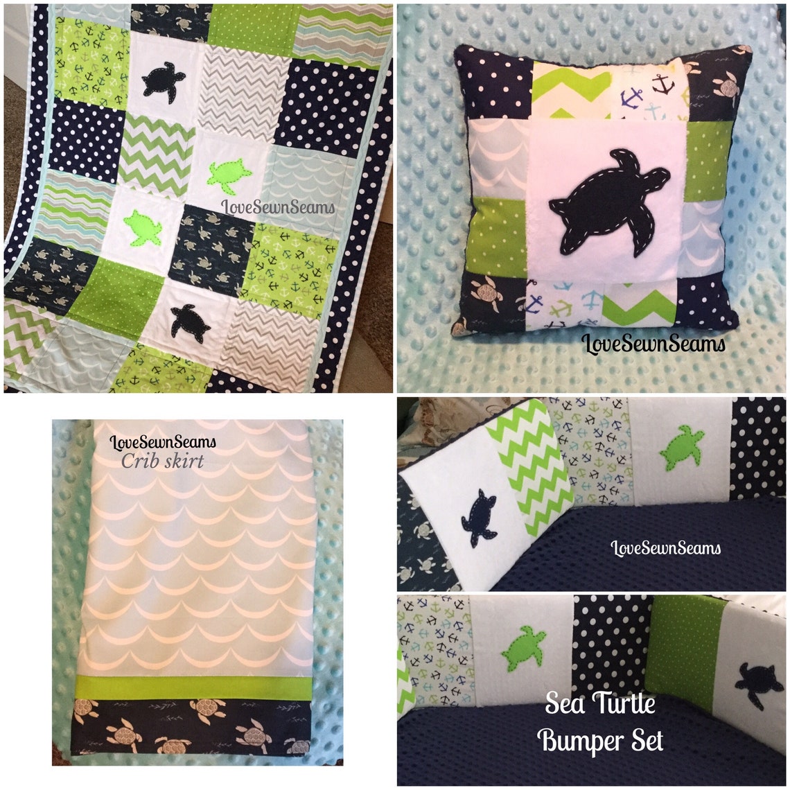 SEA TURTLE Quilt/Sea Turtle matching items available/BABY | Etsy