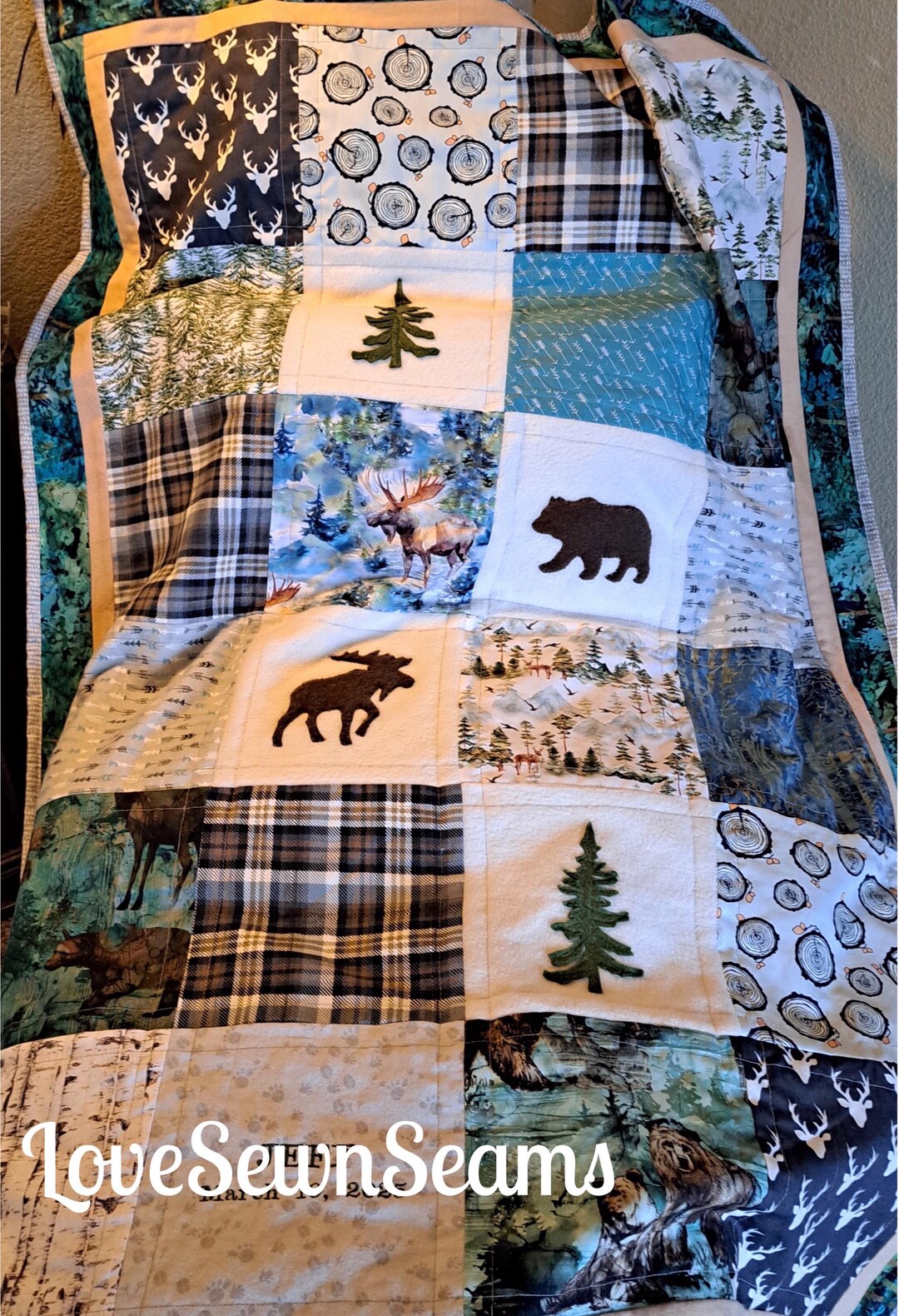 Woodland Quilt/rustic Quilt/forest Animal Quilt/baby Quilt - Etsy