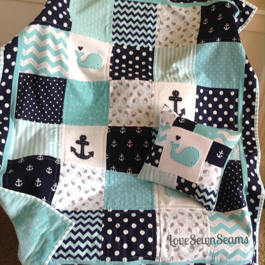 Nautical Baby Quilt/coastal Quilt/baby Quilt/handmade Baby Quilt ...