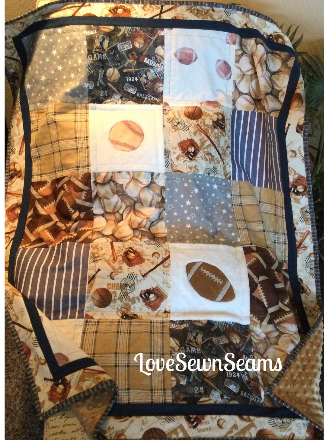 Sport Quilt/football/baseball Quilt/boys Quilt/handmade Quilt ...