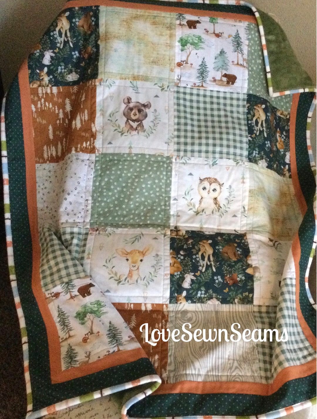 WOODLAND Cuddles/forest Friends Quilt/little Fawn Quilt - Etsy