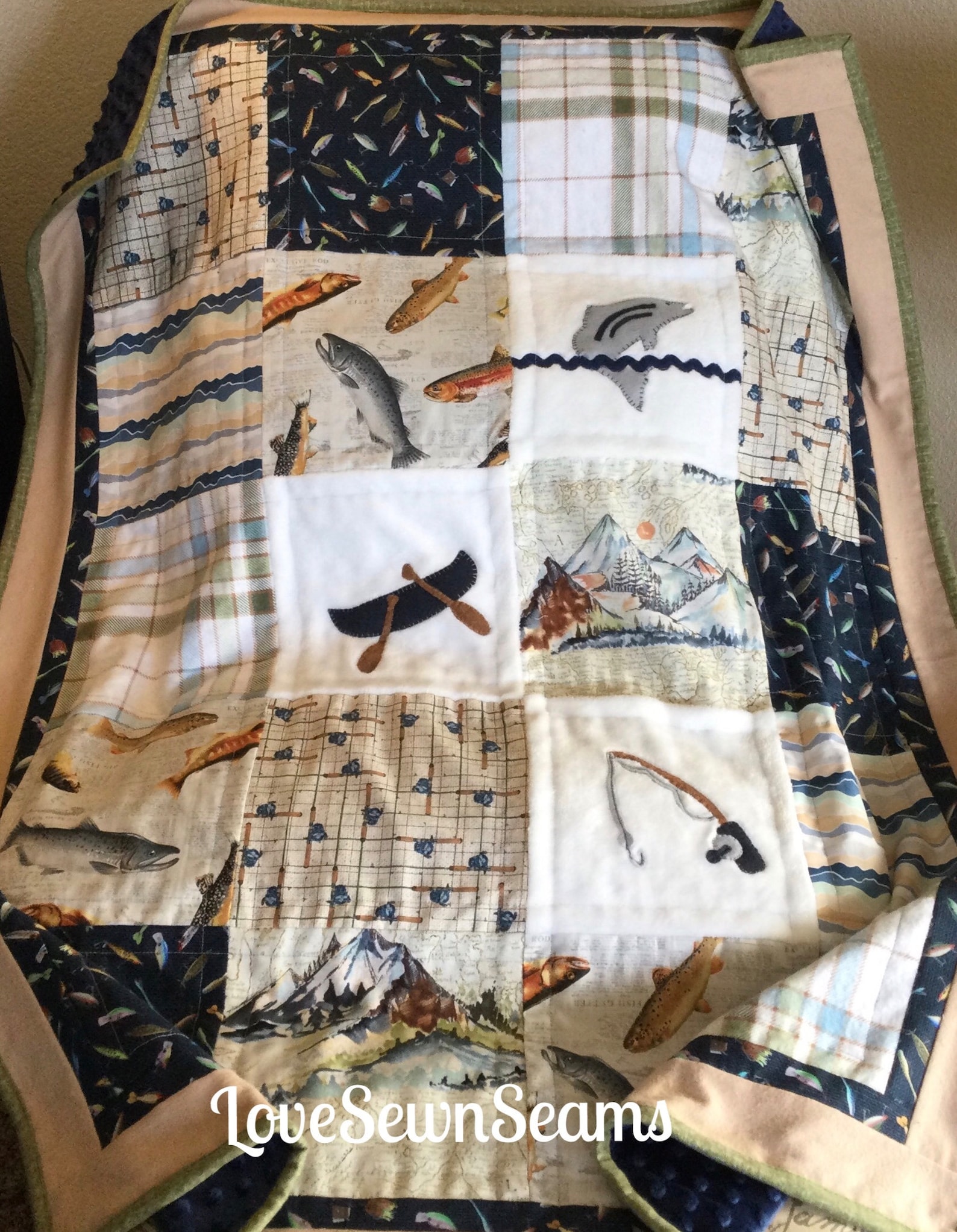 Nature Quilt/lake House Quilt/outdoor Quilt/gone Fishing Quilt/handmade ...