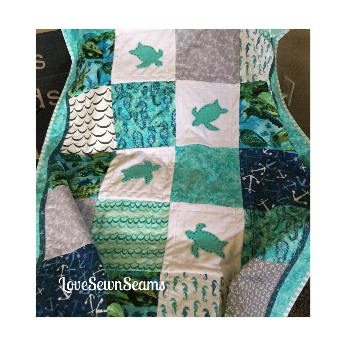MADE TO Order/sea Turtle Quilt/sea Turtle Lovey/sea - Etsy