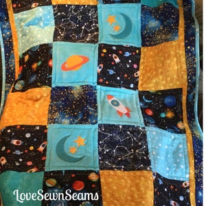 Moon Star Quilt/planets Quilt/galaxy Quilt/rocket Quilt/rocket Lovey - Etsy