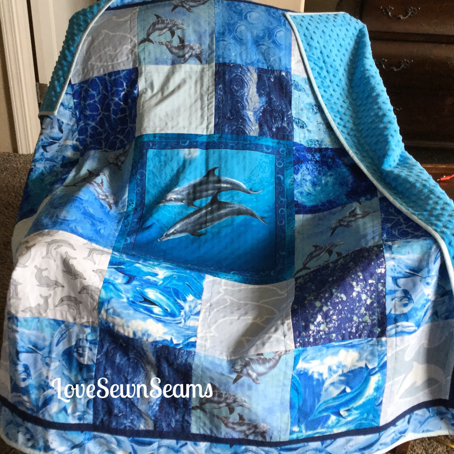 MADE TO ORDER: Dolphin Quilt/ocean Quilt/dolphin/dolphin Baby | Etsy
